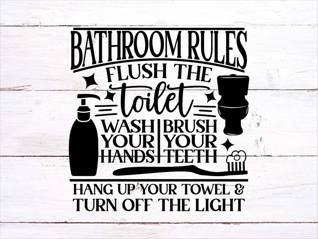 Farmhouse Bathroom Rules SVG: Toilet Decor (digital Download) - Etsy