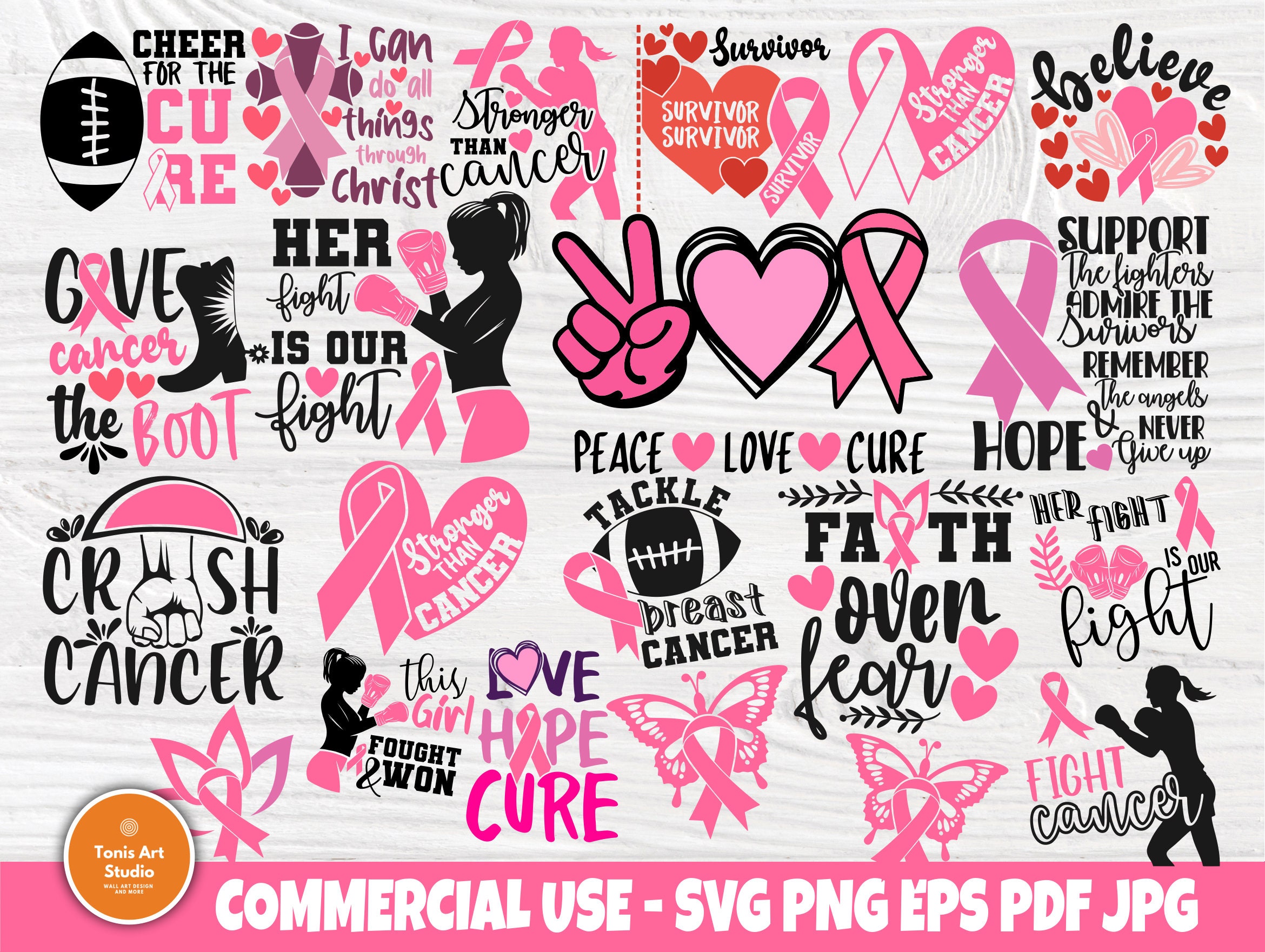Breast Cancer SVG Bundle Survivor Svg Ribbon Svg | Etsy