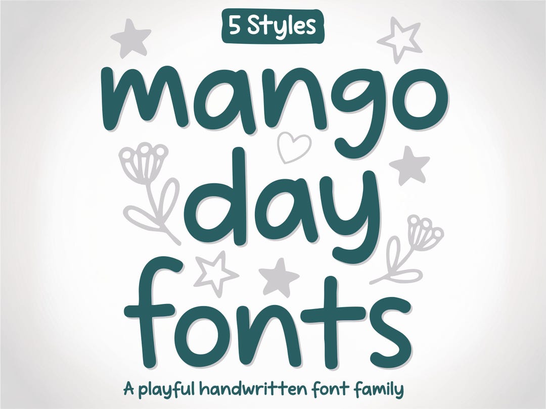 Handwritten Mango Day Font Bundle: Playful Fonts, 5 Styles, Font Cricut ...