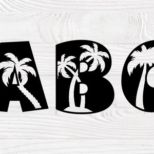Palm Trees SVG Fonts Beach Monogram Alphabet Svg | Etsy