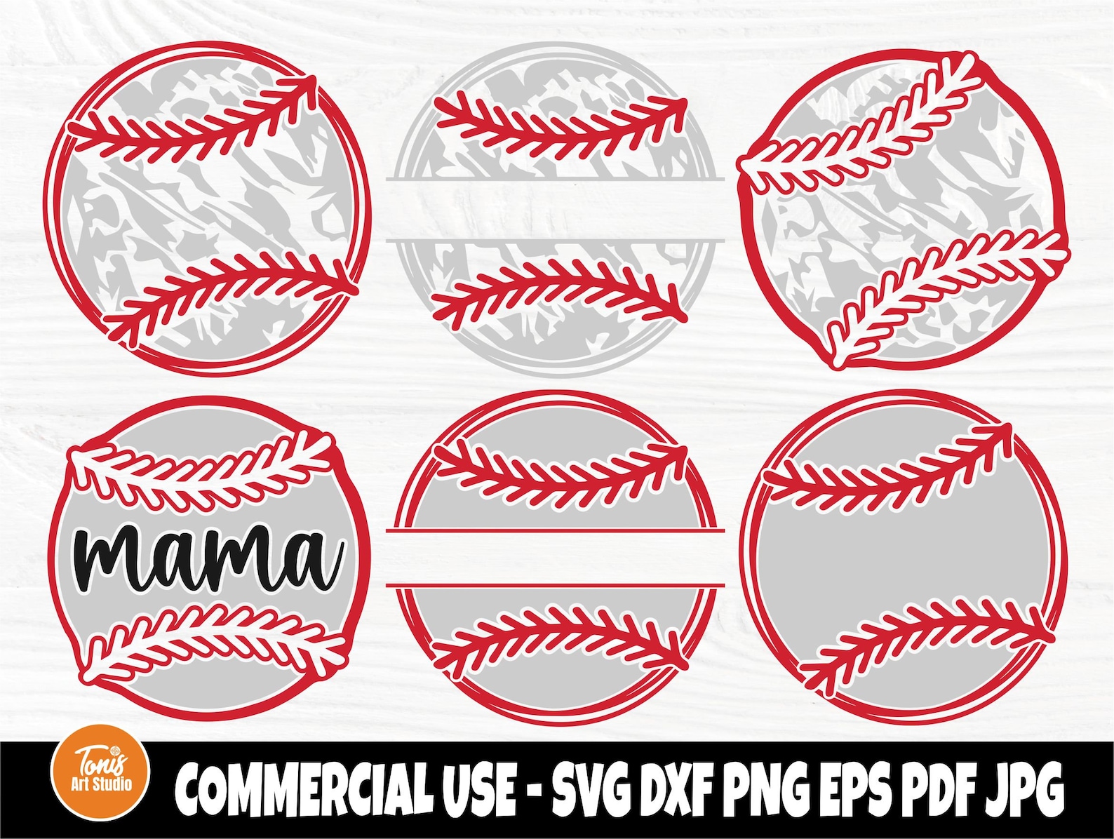 Split Baseball Ball SVG Split Softball Svg Grunge Monogram - Etsy