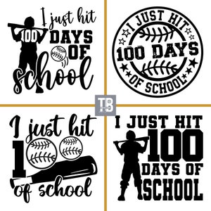 100 Days of School SVG, Baseball Svg Cut Files, Sublimation PNG, I Just ...