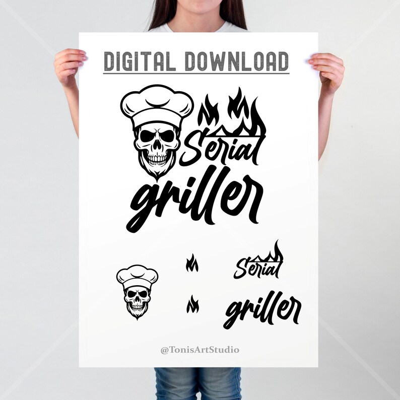 Serial Griller SVG: Chef Skull BBQ Cutting Files (digital Download) - Etsy