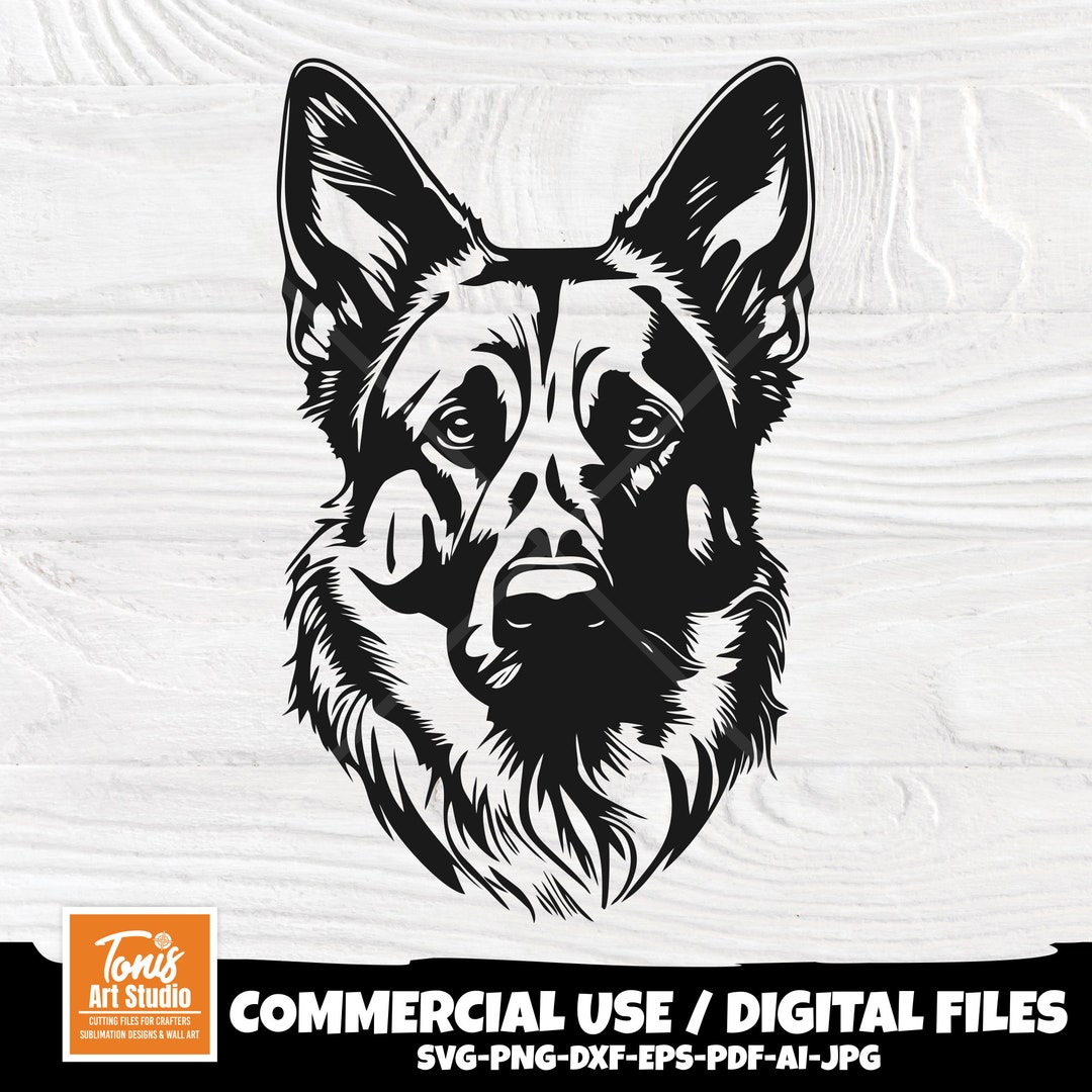 German Shepherd Svg Cut File - Dog Face Clipart, Vector File - Etsy