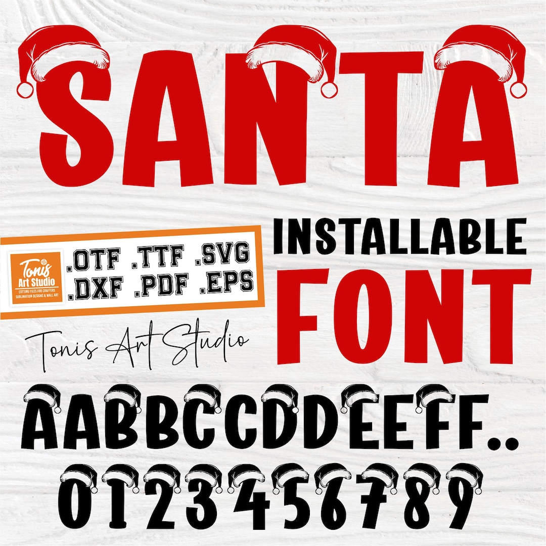 Santa Hat Font: Christmas Alphabet (OTF, TTF, SVG) - Etsy