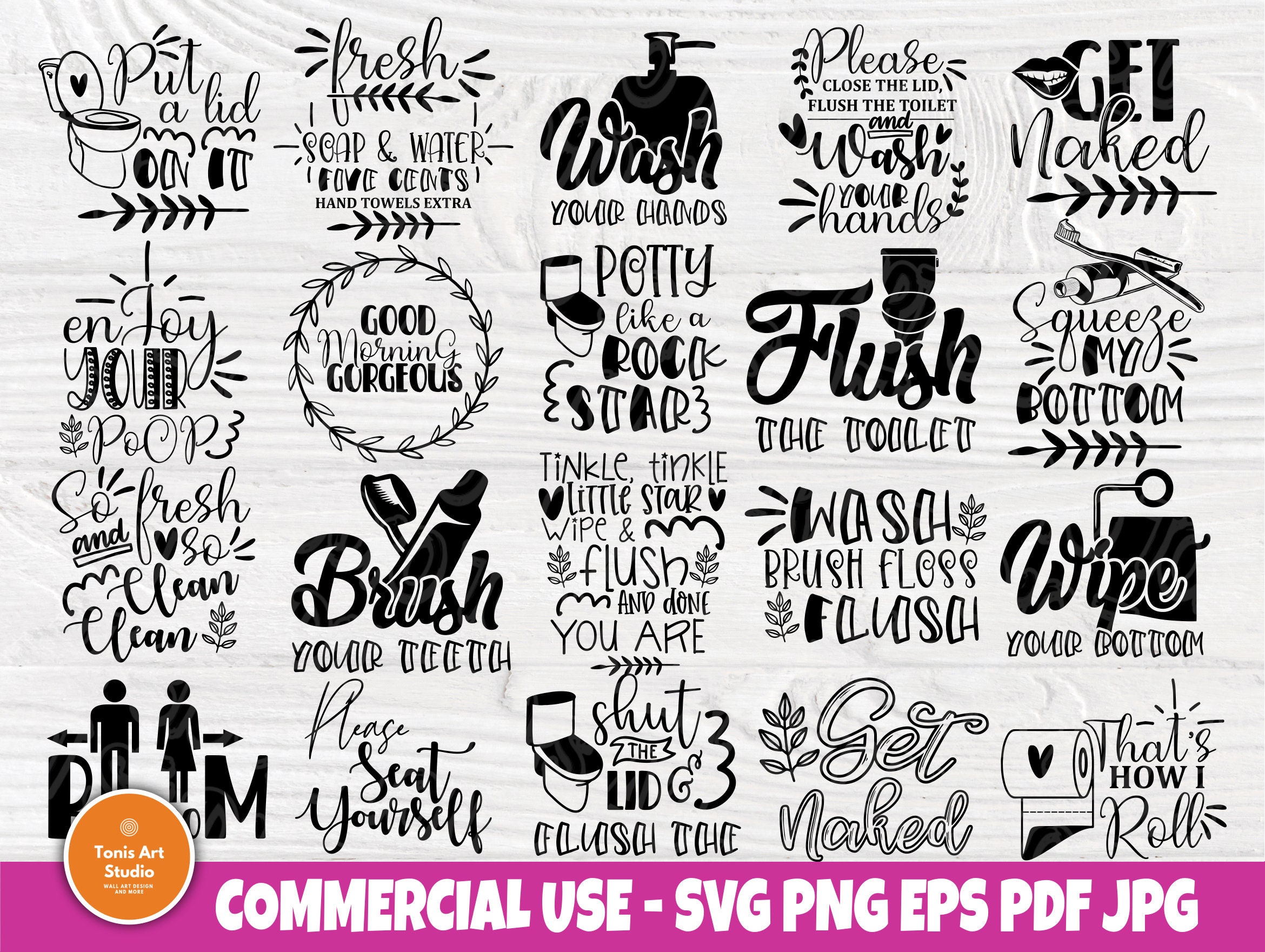 Bathroom SVG Bundle Bathroom Signs Svg Cut Files | Etsy