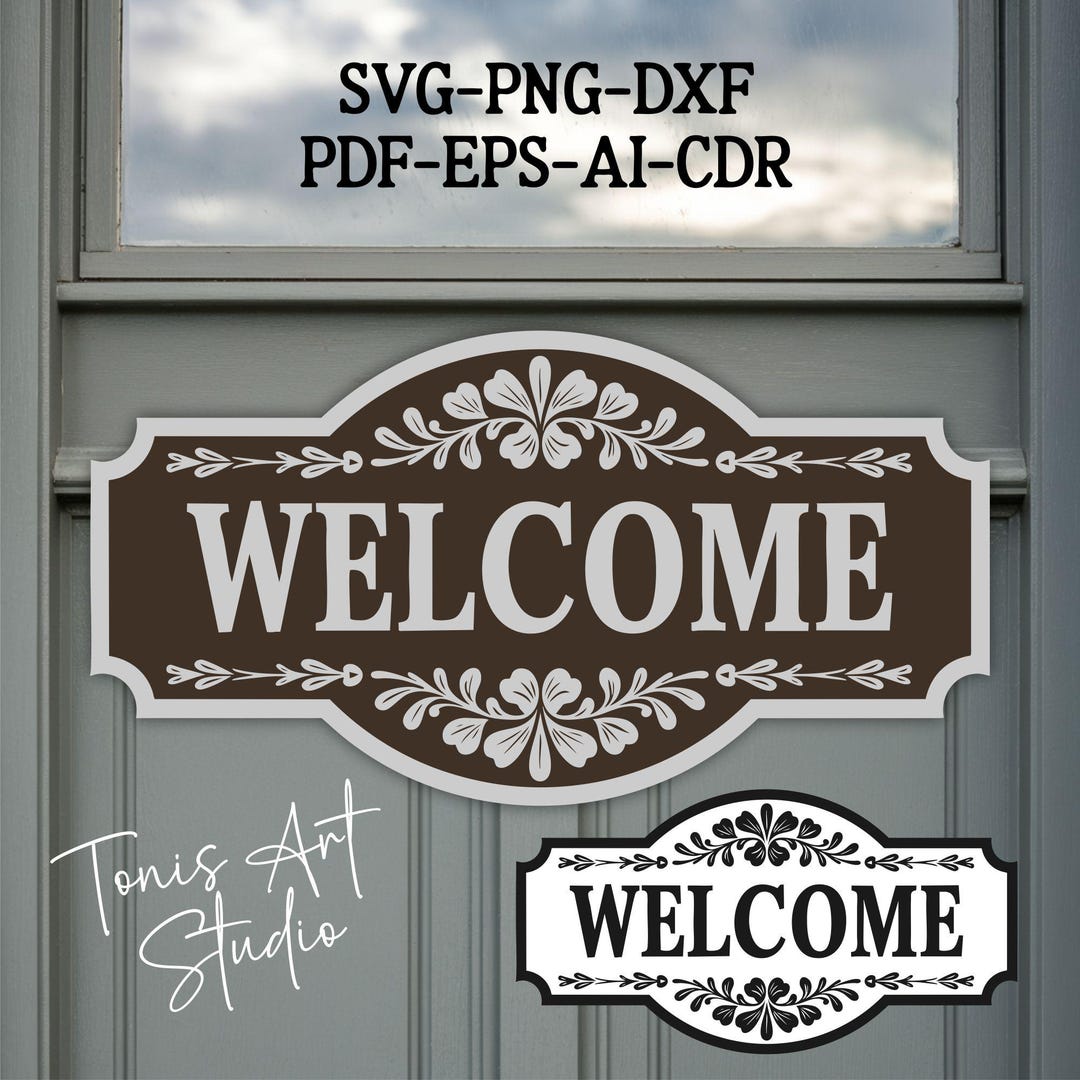 Welcome Sign SVG, Laser Cut Door Hanger, Layered Welcome Sign File ...