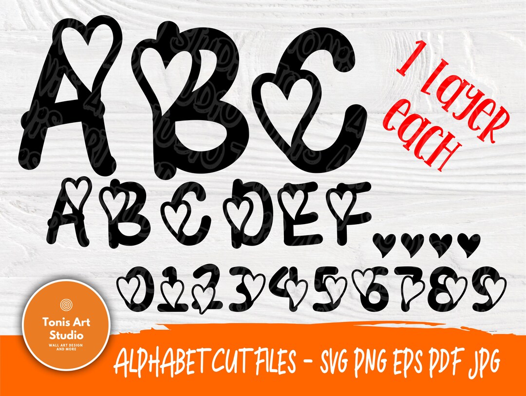 Heart Font SVG Valentines Alphabet Svg Font Cut Files - Etsy Finland