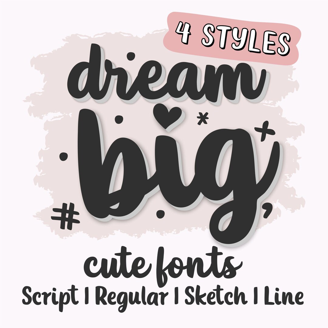 Dream Big Font Bundle | Cute Handwritten Script, Sketch, Line (OTF ...