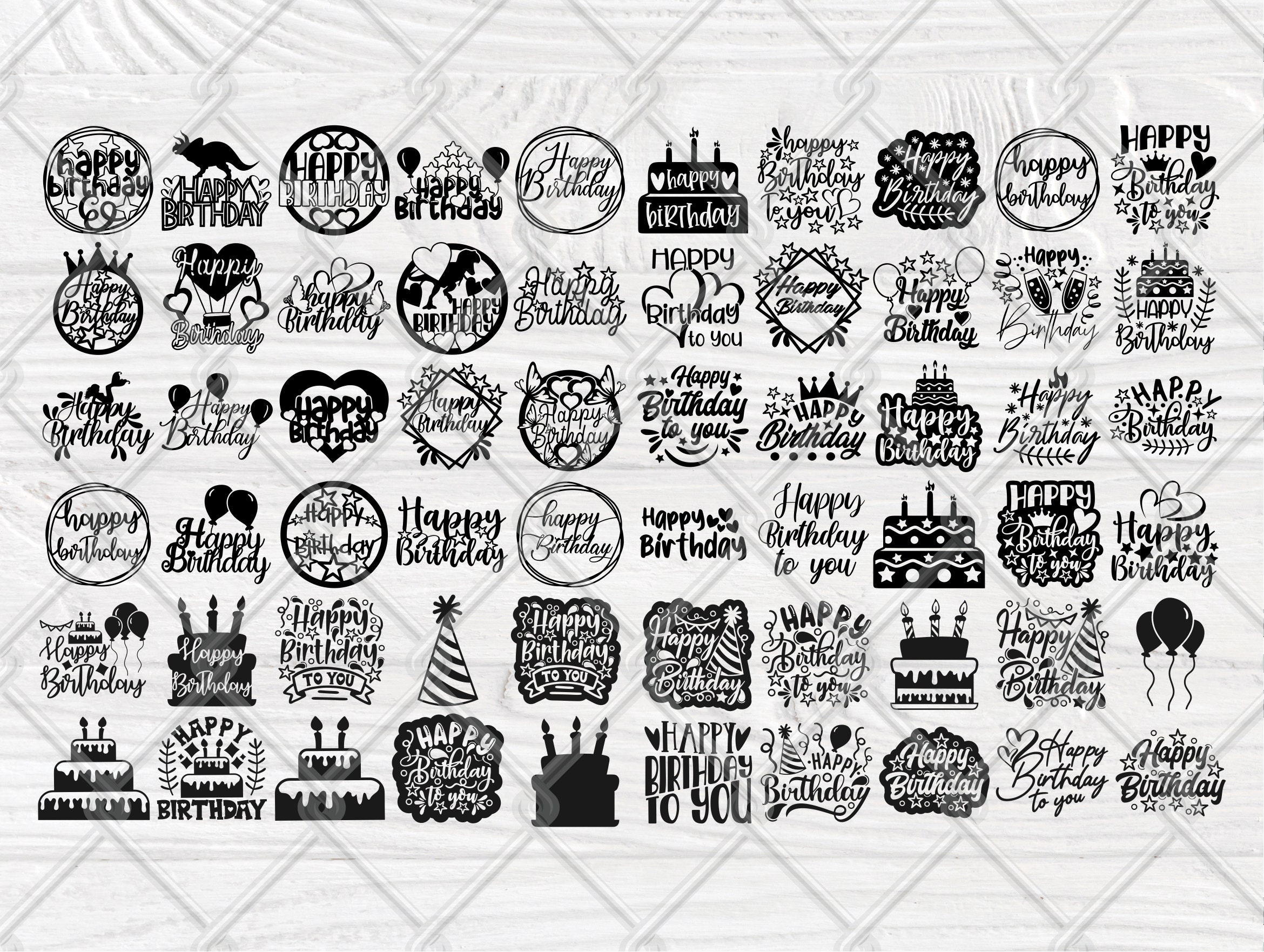 Happy Birthday SVG Bundle: 60 Designs, Cake Topper, Cricut & Silhouette ...