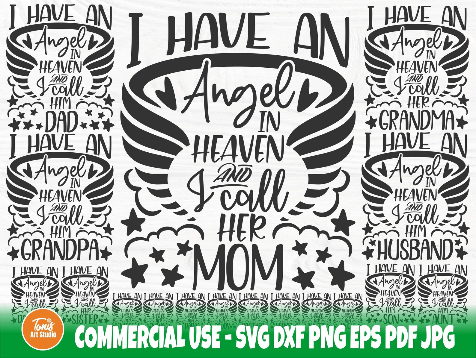 Angel in Heaven SVG Bundle Memorial Quotes Svg | Etsy
