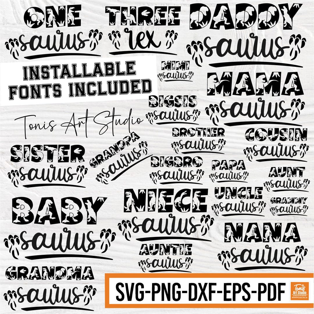 Saurus Family SVG Bundle: Custom Dinosaur Birthday Shirts (digital ...