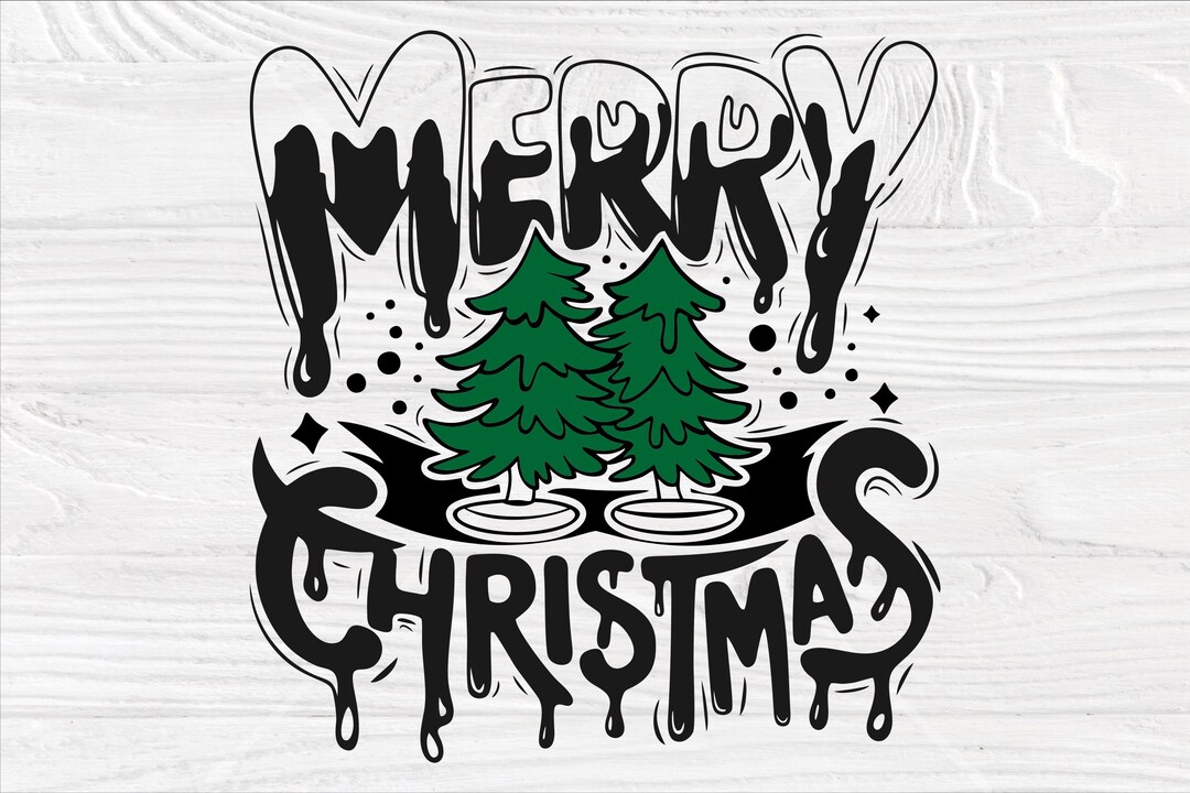 Gothic Dripping Merry Christmas Trees SVG Clipart (digital Download) - Etsy