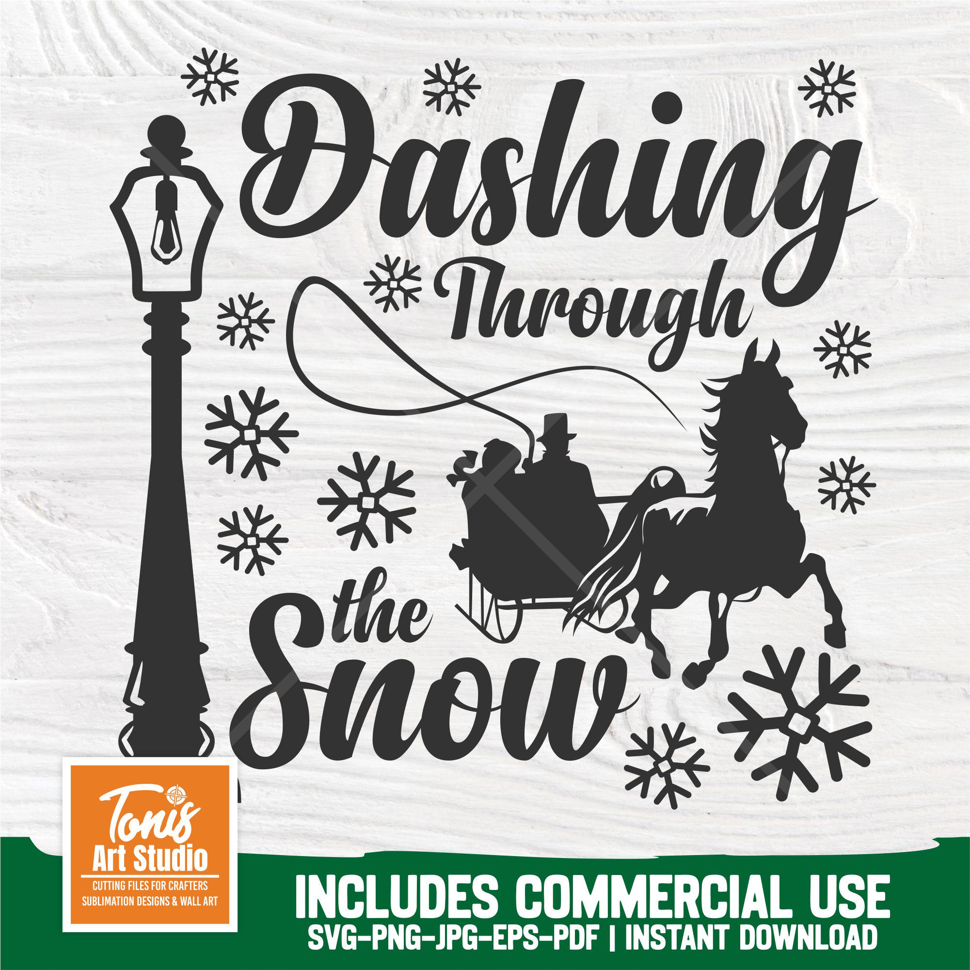 Dashing Through the Snow SVG | Holiday Sleigh Cut File (commercial Use ...