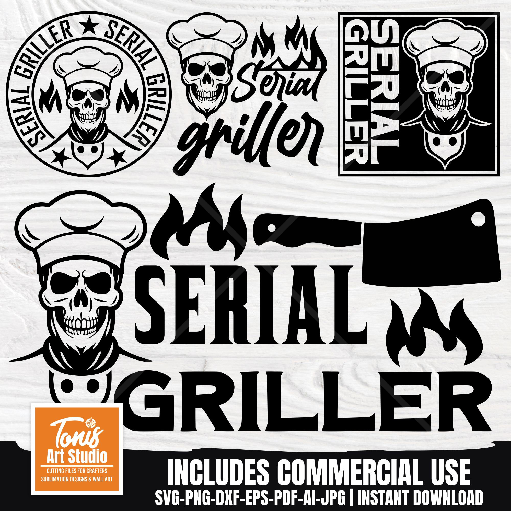Serial Griller SVG: Chef Skull BBQ Cutting Files (digital Download) - Etsy