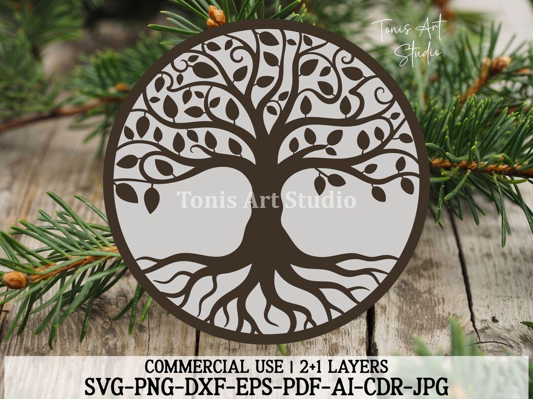 Tree of Life SVG: Laser Cut Round Sign, Door Hanger (digital Download ...