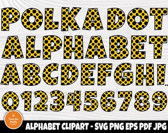 Polka Dot Alphabet and Numbers SVG Cut File Dotted Font - Etsy