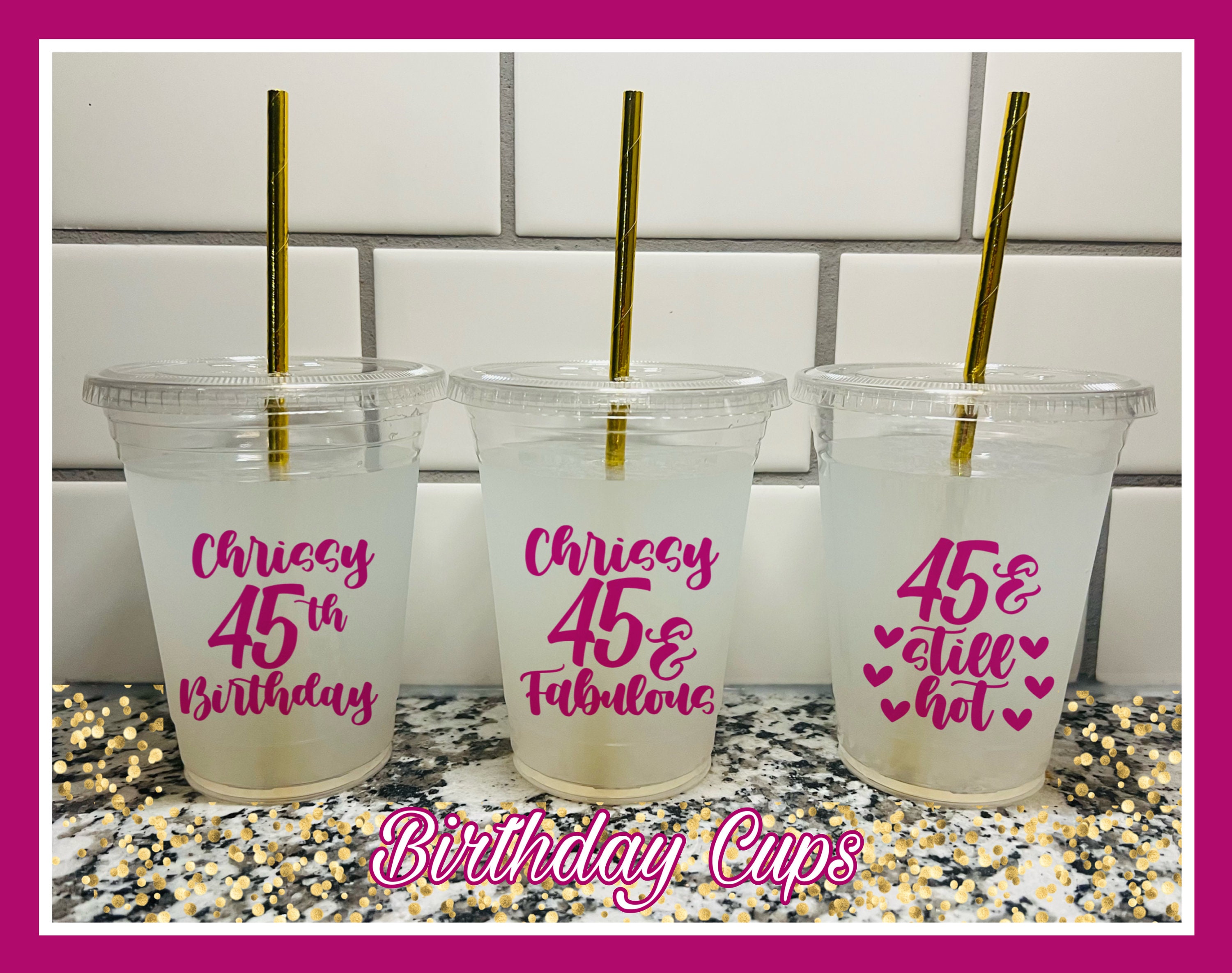45th Birthday Cups 45th Birthday Decorations 45 and Fabulous 45th ...