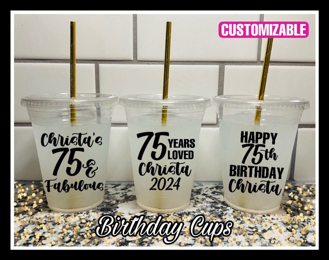 75th Birthday Cups | 75th Birthday Decorations | 75 & Fabulous | 75th ...