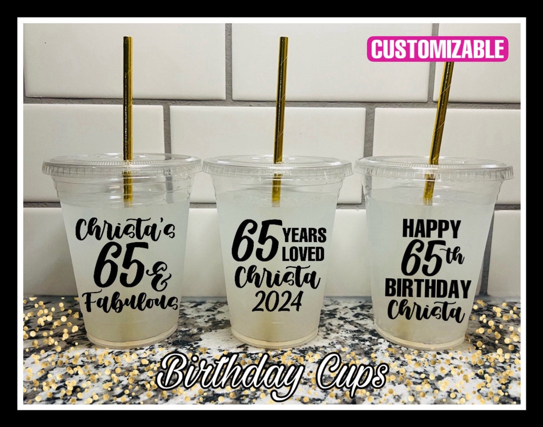 65th Birthday Cups | 65th Birthday Decorations | 65 & Fabulous | 65th ...