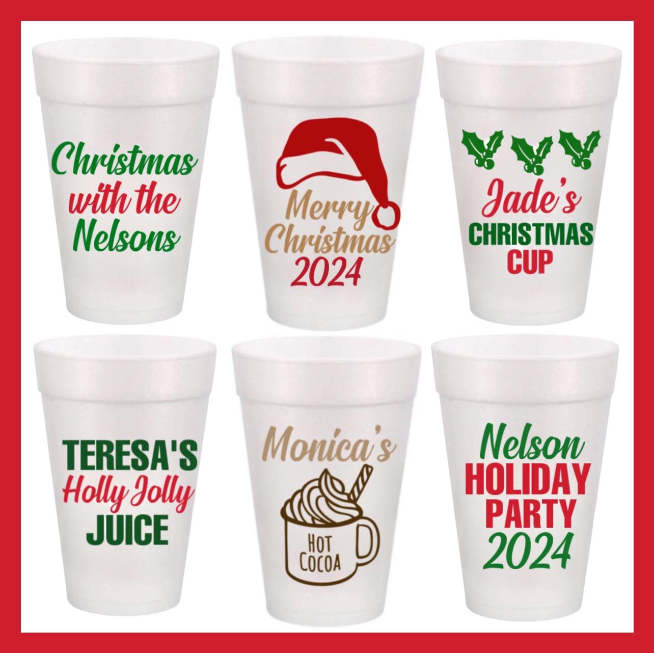 Custom Christmas Cups Christmas Party Favors Holiday Party Cups Holiday ...
