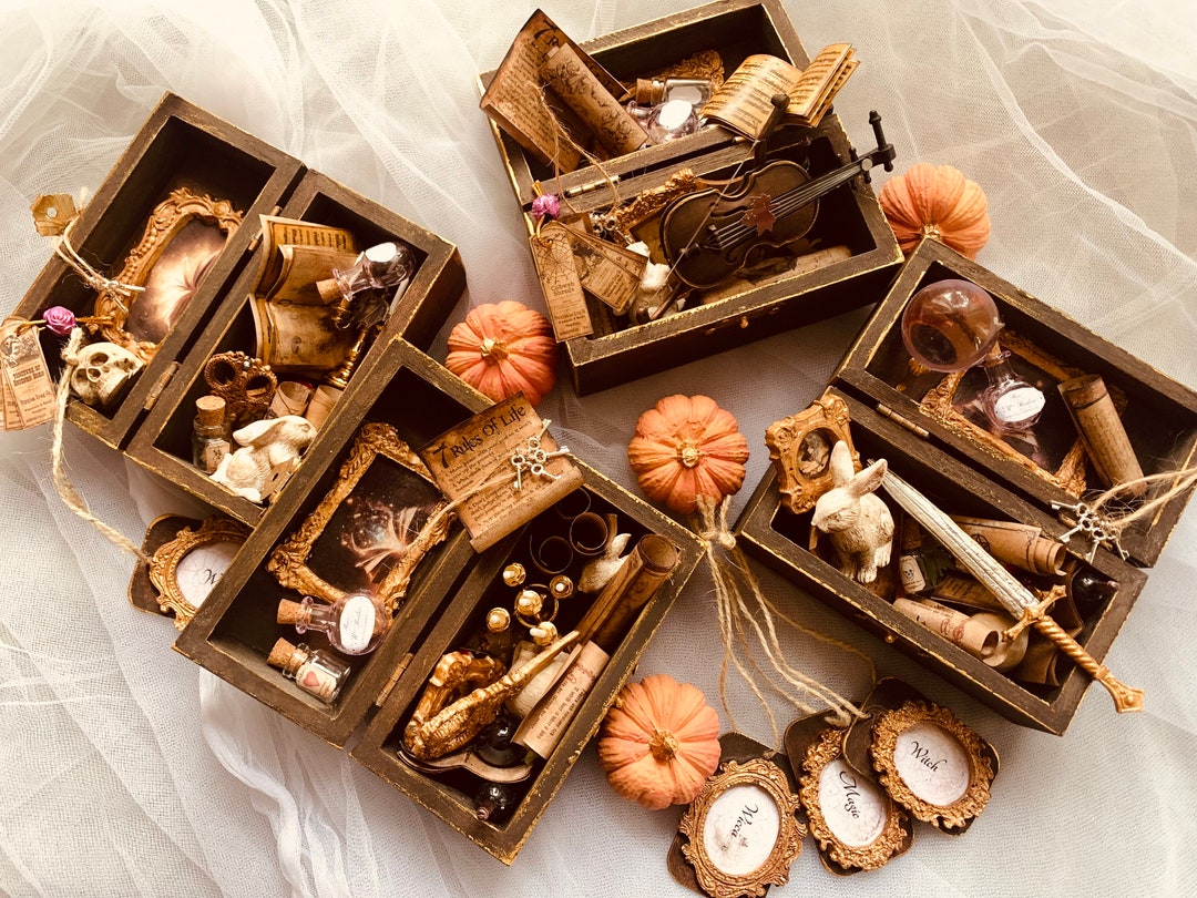 Miniature Witch Craft Kit, Wiccan Box, Miniature Magic Box, Wooden ...