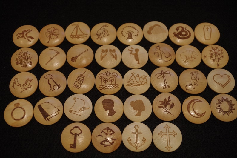 Lenormand Fortune Telling Wooden Coins Wood Divination - Etsy