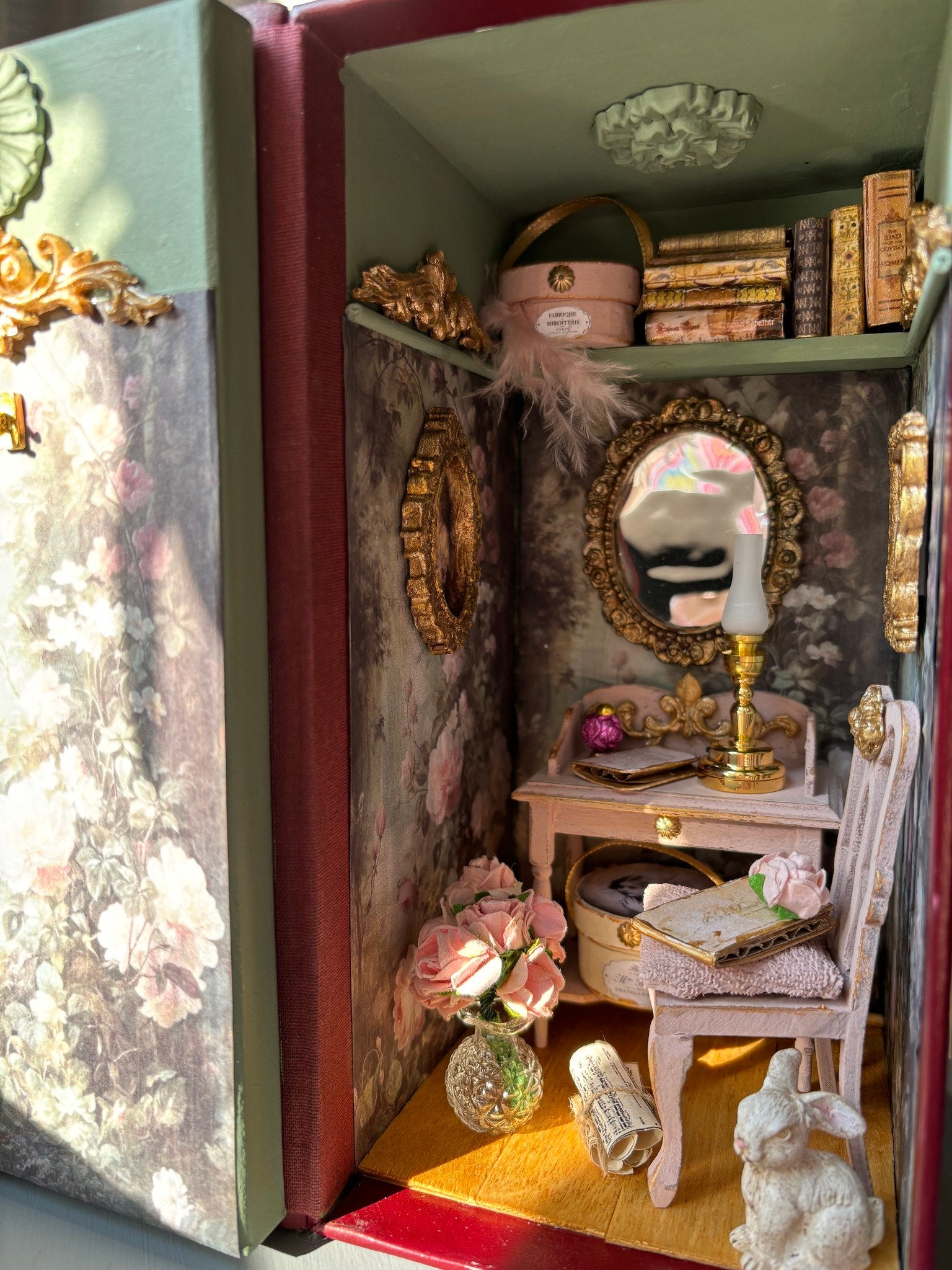 Hennessy Rose Miniature Book Nook Dollhouse, Luxury Design, Pink and ...