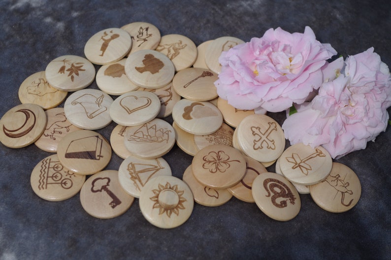 Lenormand Fortune Telling Wooden Coins Wood Divination - Etsy