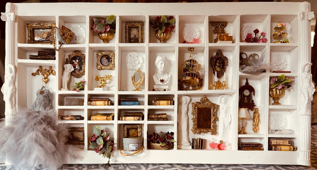 Miniature Luxury Boudoir Shelf With 37 Compartments, 65 Handmade Mini ...