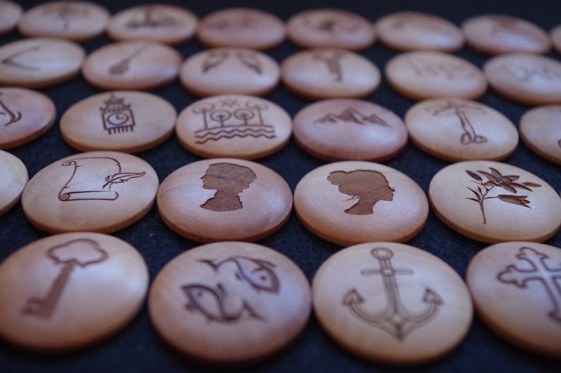 Lenormand Fortune Telling Wooden Coins Wood Divination - Etsy