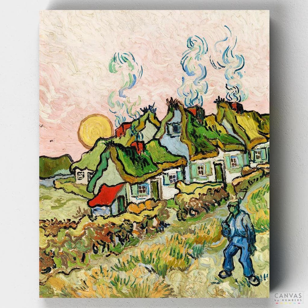 Premium Paint by Numbers Kit - Houses and Figure - Vincent Van Gogh ...