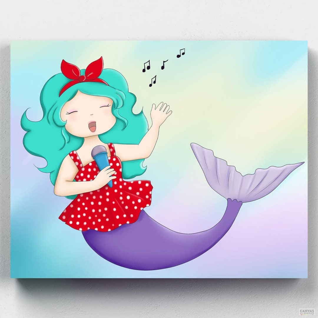 Premium Paint by Numbers Kit - the Mermaid Song - Canvas by Numbers - Etsy