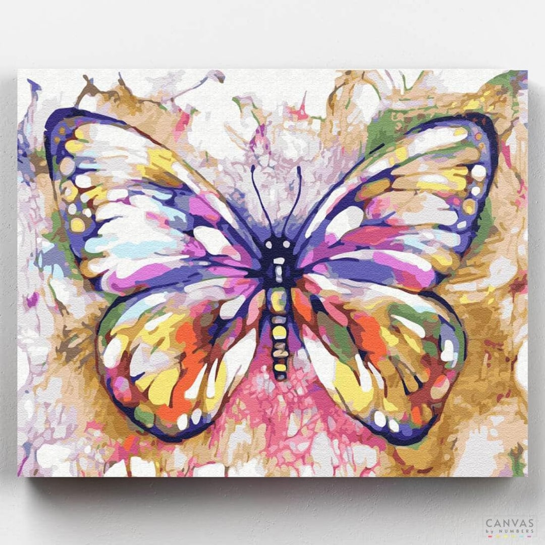 Premium Paint by Numbers Kit Ships From the US Vibrant Butterfly Canvas ...