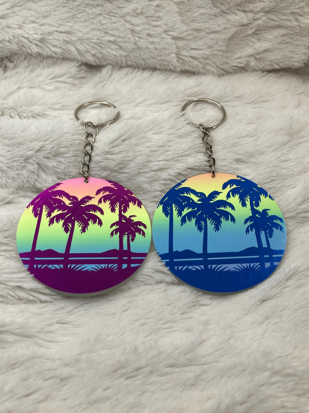 Sunset Palm Tree Keychains - Etsy