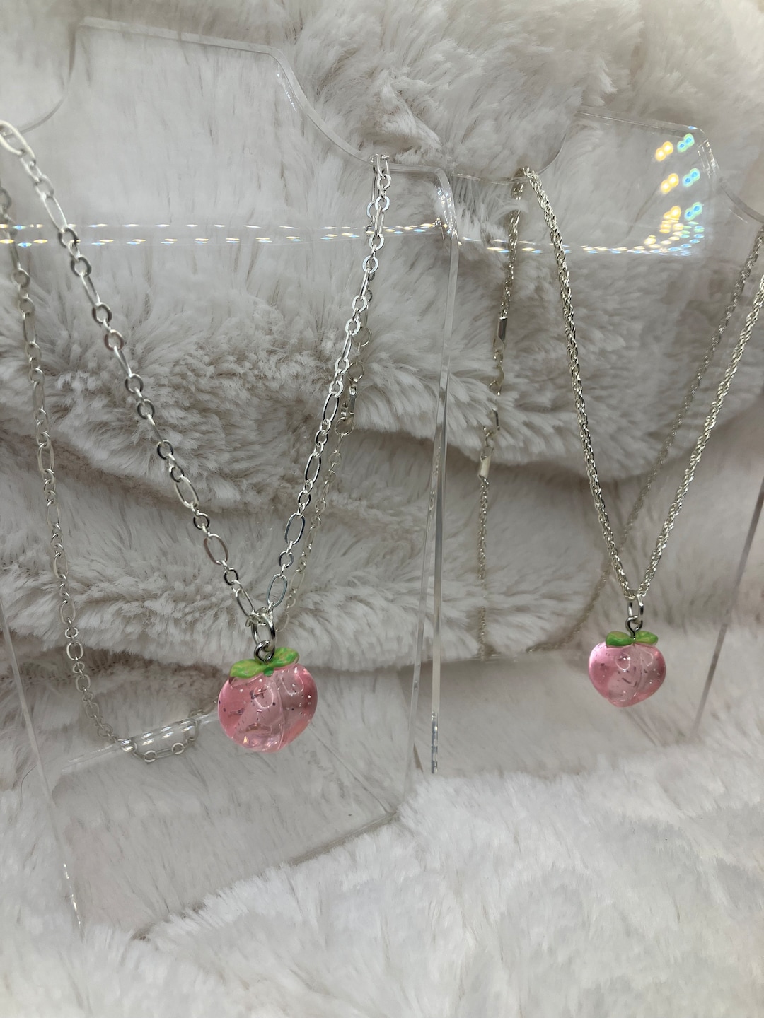 Pink Sparkly Peach Necklaces - Etsy