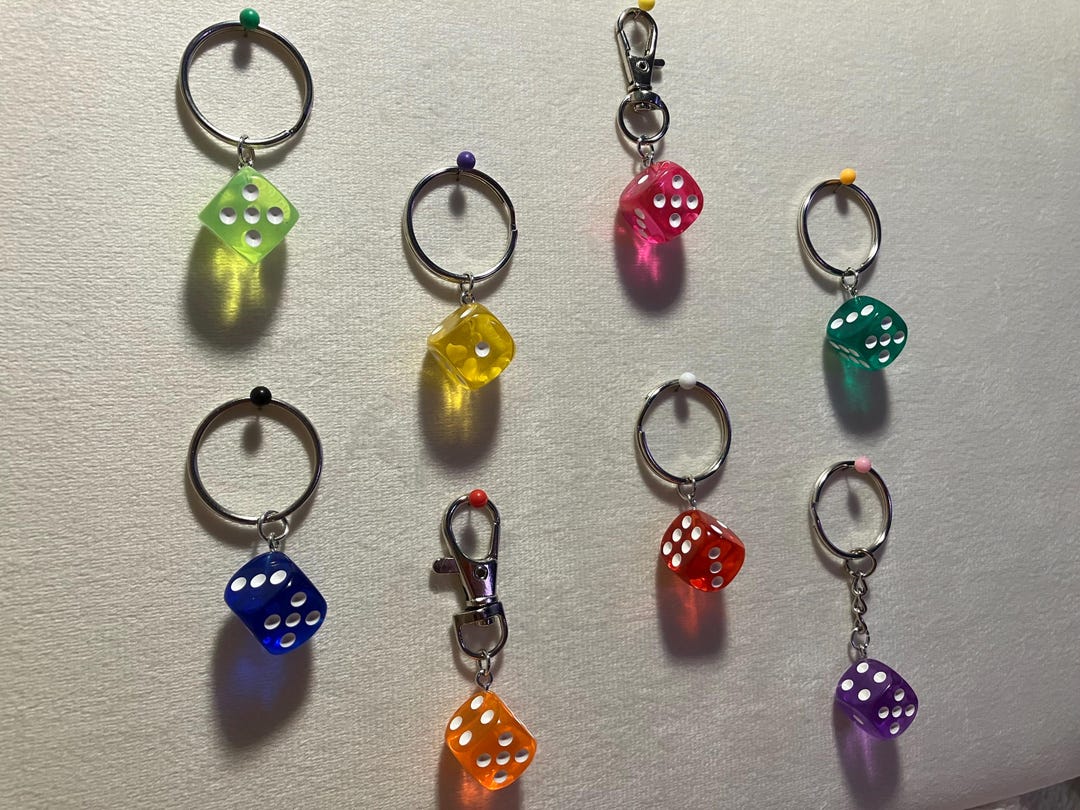 Colorful Dice Keychains - Etsy