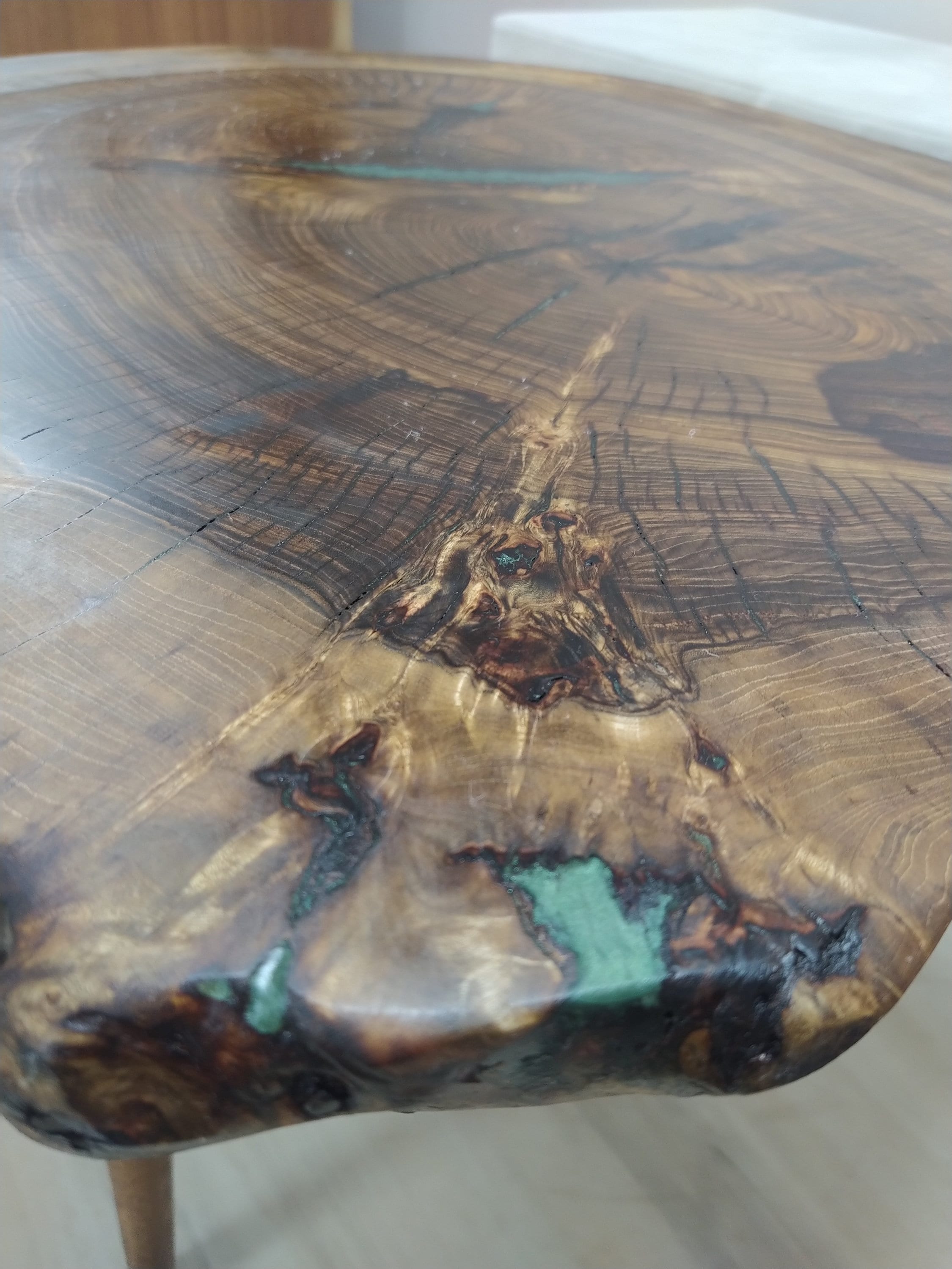 Unique Resin and Wood Coffee Table, Oversized Resin Live Edge Table ...