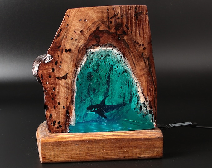 Epoxy-wooden Orca Night Lamp Turquoise Resin Ocean Lamp - Etsy