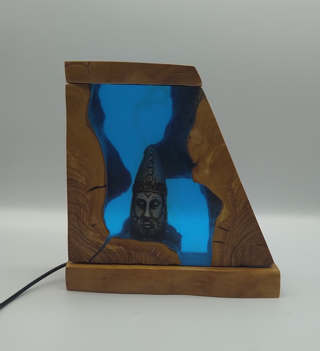 Zeus Bust Epoxy Night Light, Resin and Wood Night Lamp, Mythological ...