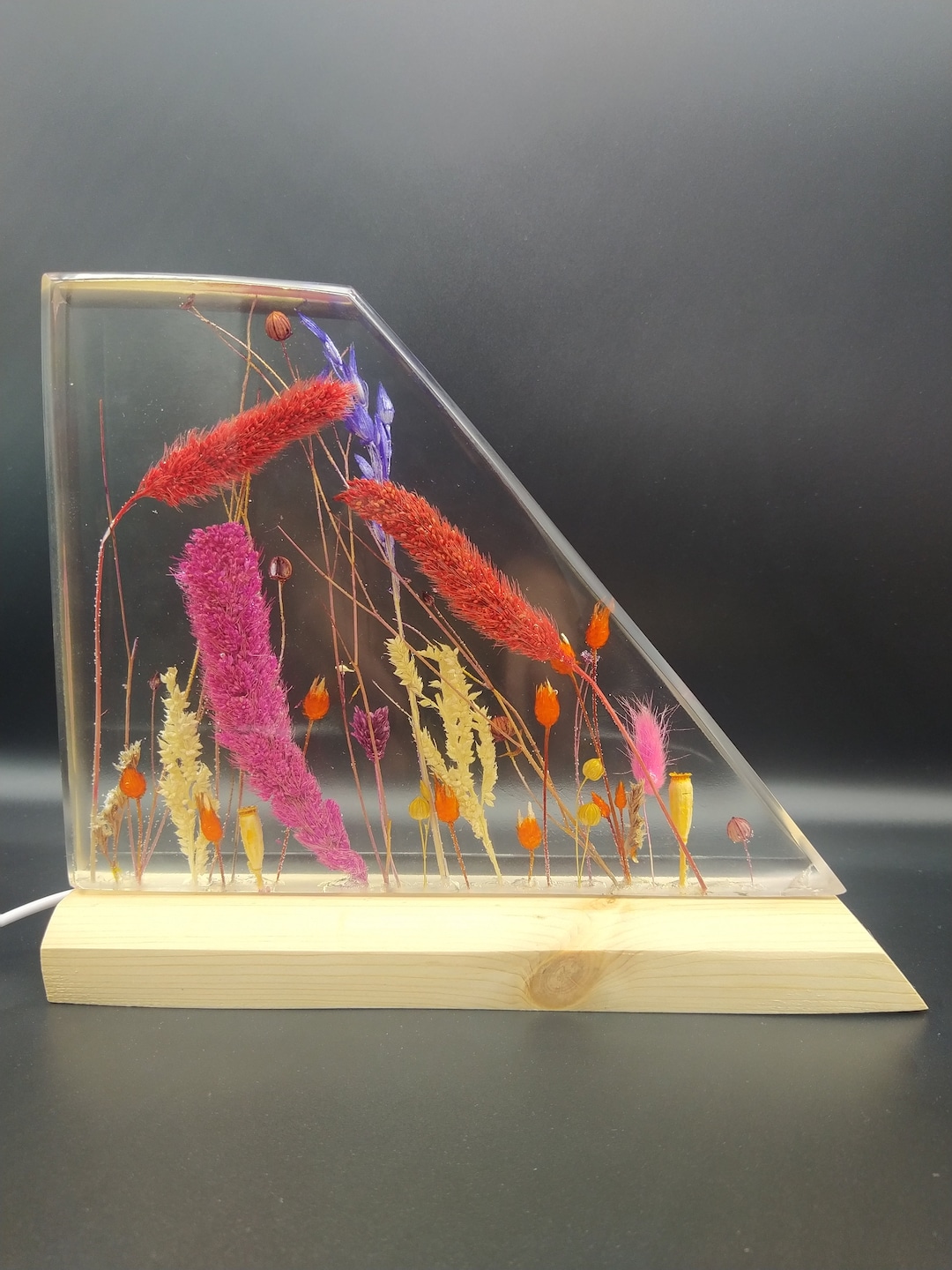 Real Flower Epoxy Resin Night Light, Resin Art Modern Table Lamp, Resin ...