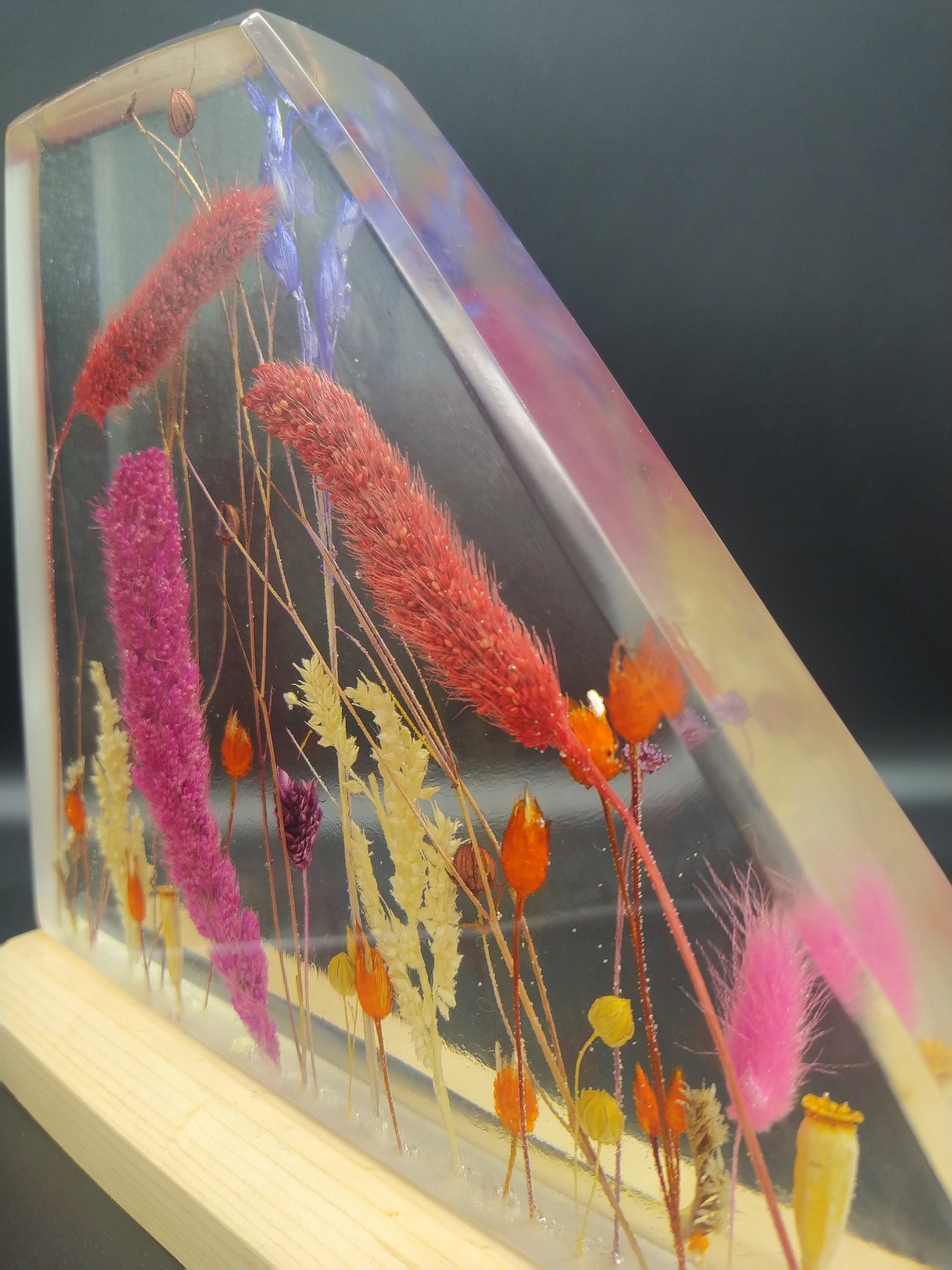 Real Flower Epoxy Resin Night Light, Resin Art Modern Table Lamp, Resin ...