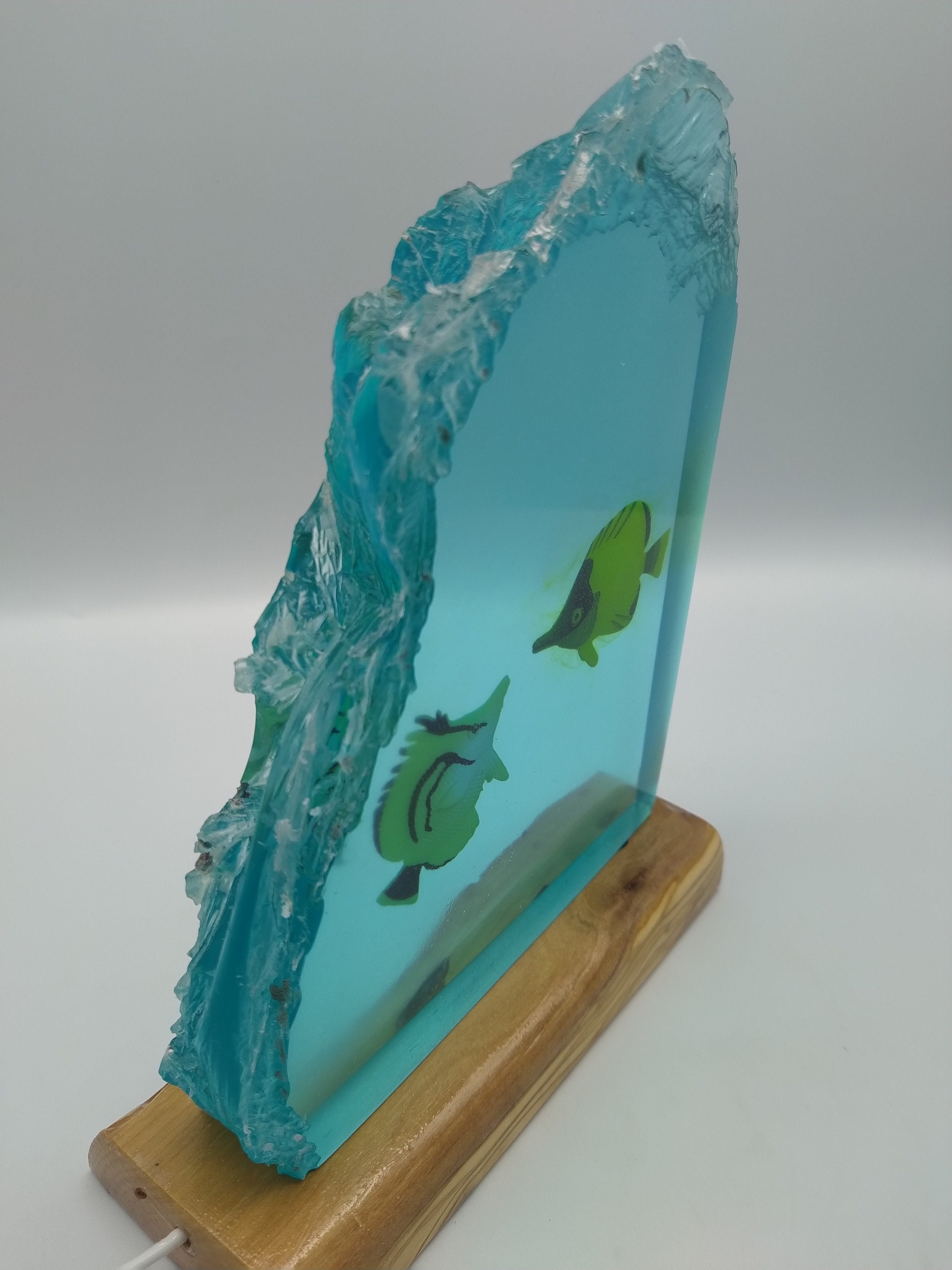 Angel Fish Epoxy Resin Night Light, Unique Resin Aquarium Table Lamp ...