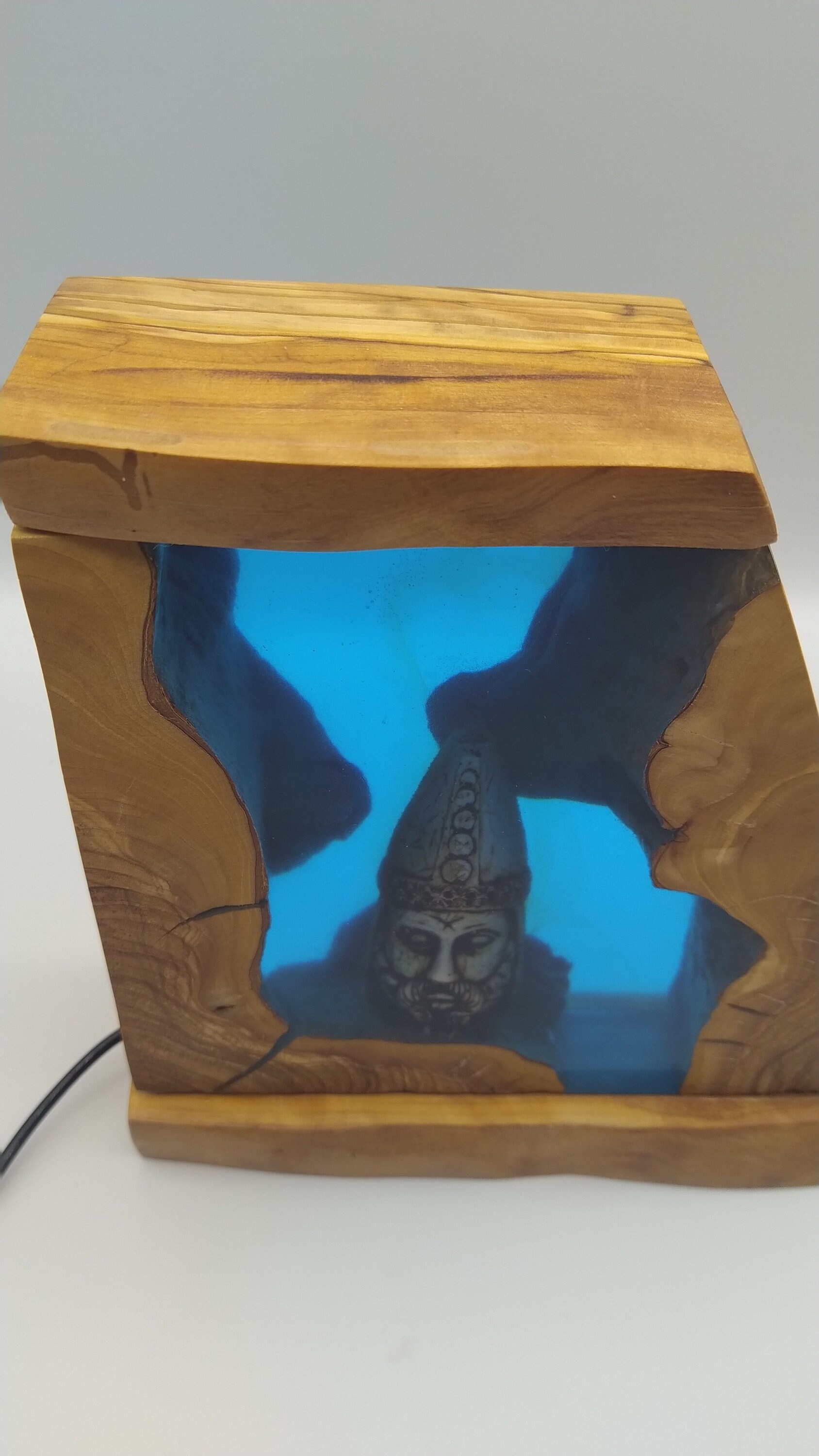 Zeus Bust Epoxy Night Light, Resin and Wood Night Lamp, Mythological ...