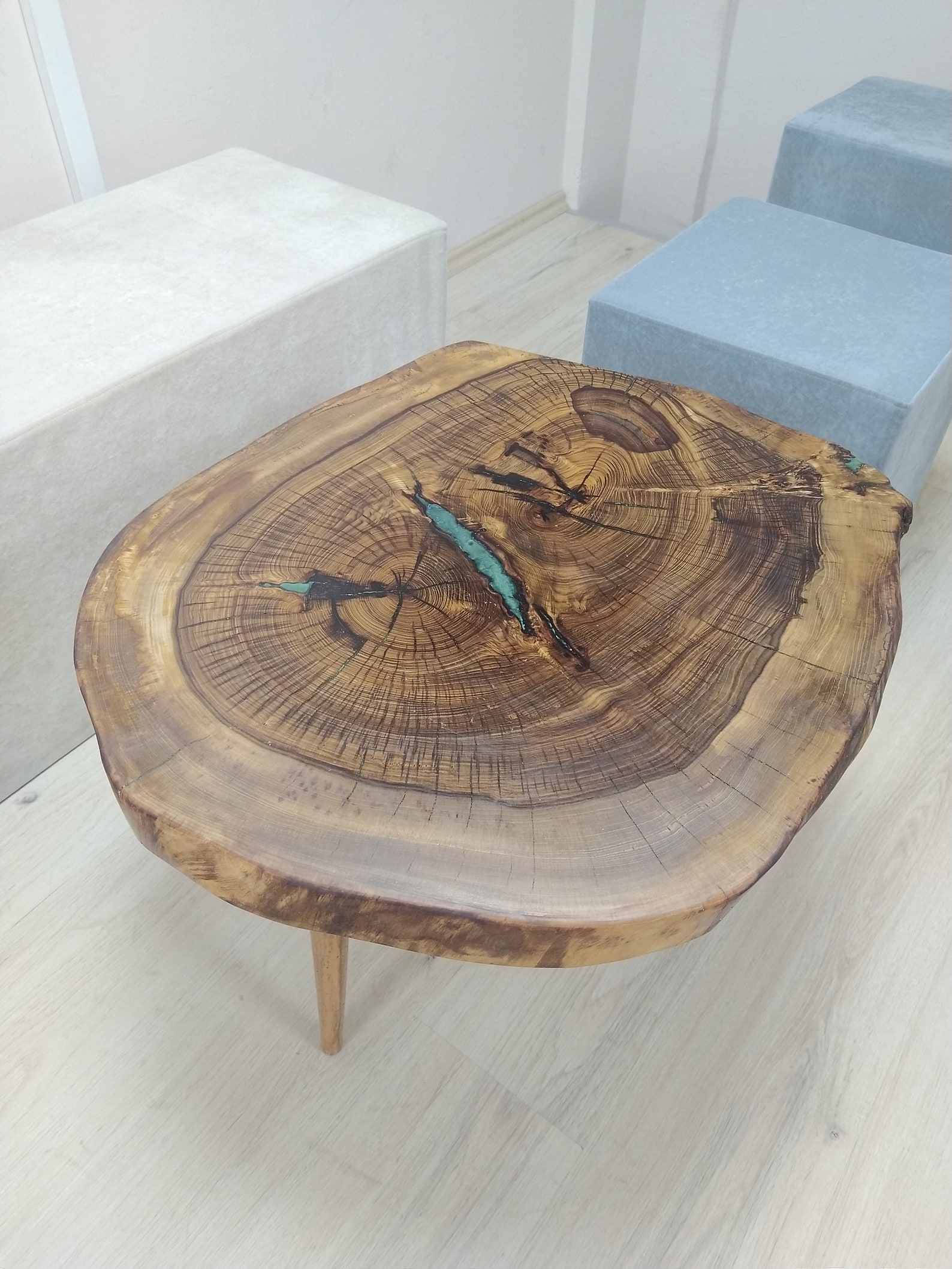 Unique Resin and Wood Coffee Table, Oversized Resin Live Edge Table ...