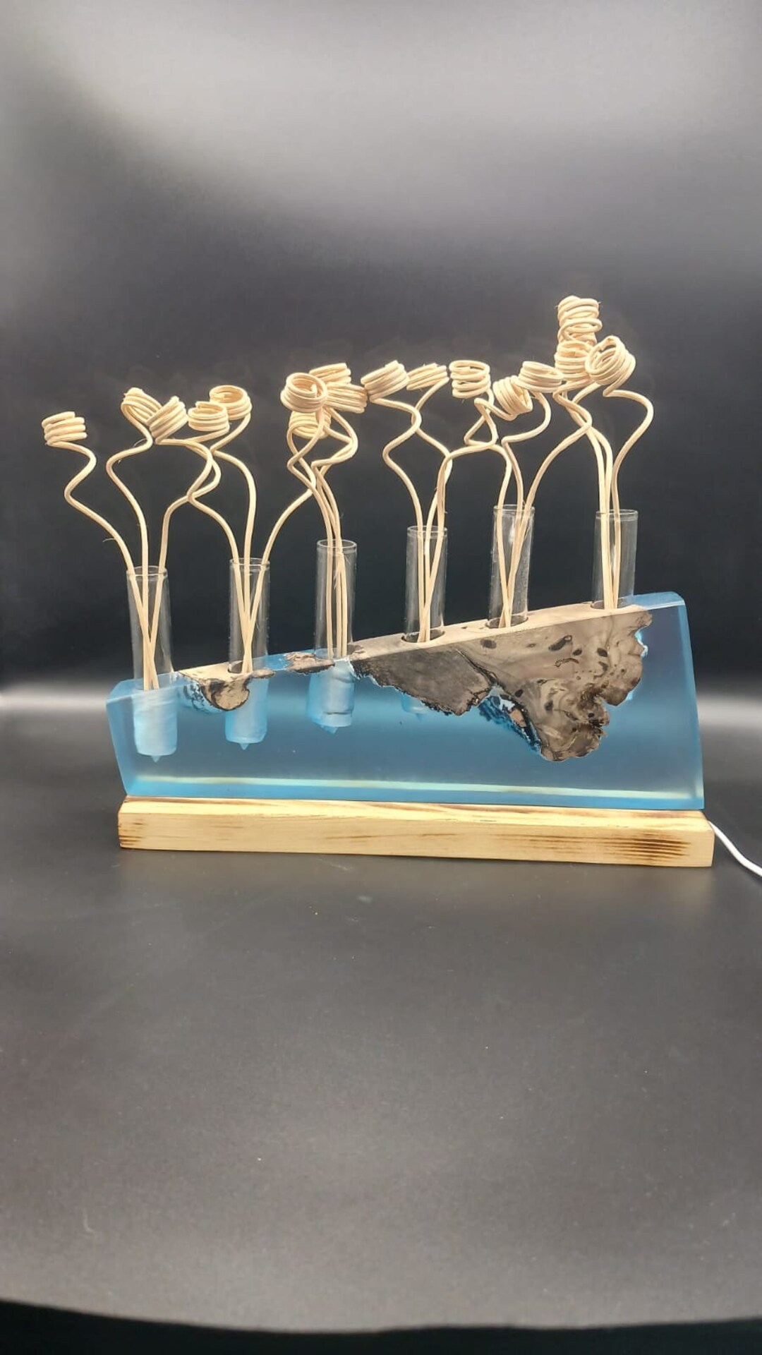 Unique Epoxy Night Light and Candle Holder, Resin and Wood Room ...