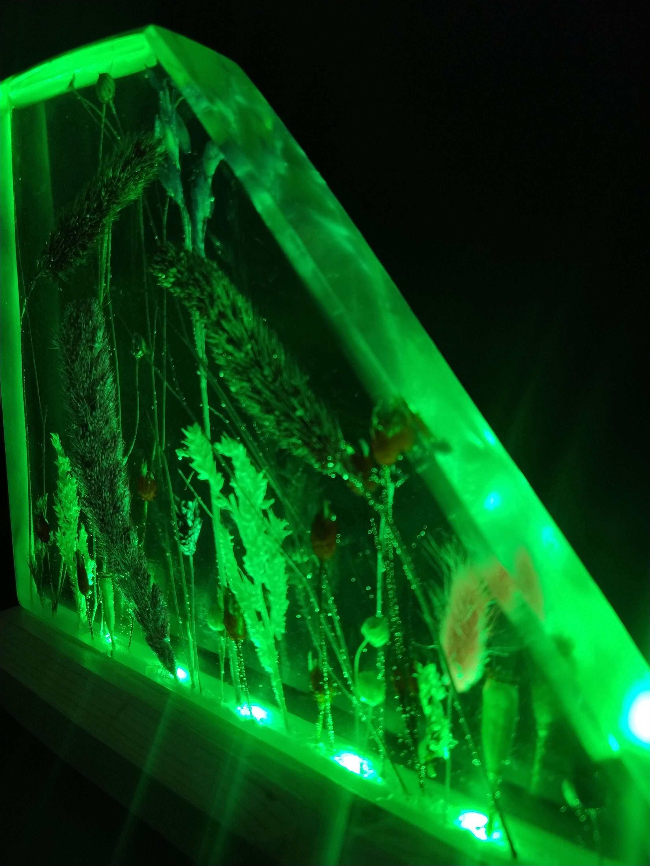 Real Flower Epoxy Resin Night Light, Resin Art Modern Table Lamp, Resin ...