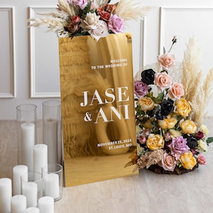 Mirror Silver Acrylic Wedding Welcome Sign - Wedding Signage - Modern ...