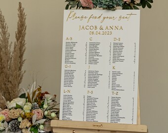 White Acrylic Seating Chart, Wedding Seating Chart, Wedding Seating ...