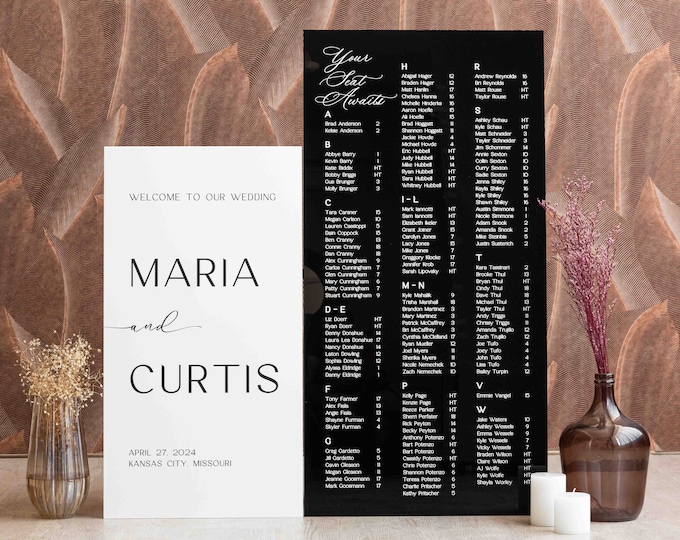 Wedding Signs Bundle Set of 2 Black Seating Chart Seating Chart Sign ...